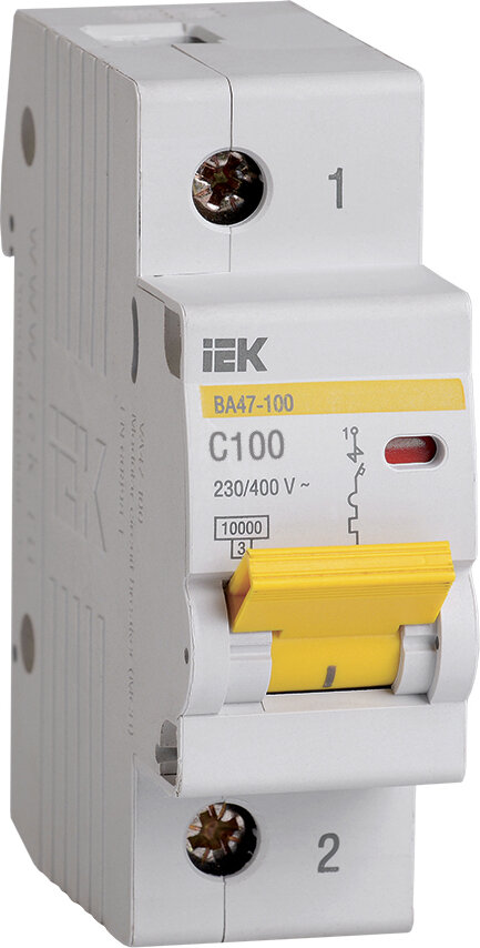 IEK Выключатель авт. мод. 1п C 100А ВА 47-100 10кА ИЭК MVA40-1-100-C