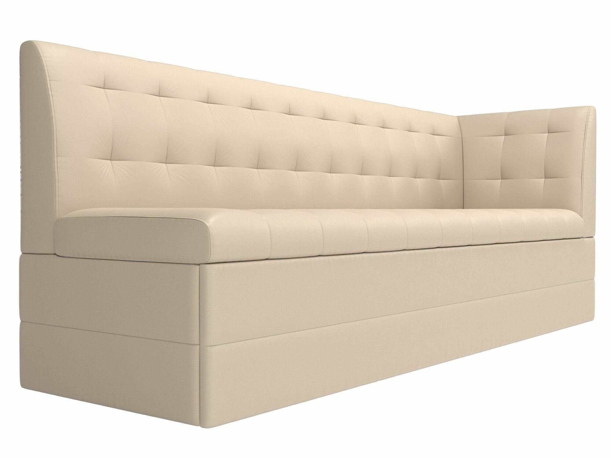 Диван кухонный Бриз с углом справа, экокожа, механизм дельфин, бежевый, 181x62x85см. Хит Диванов