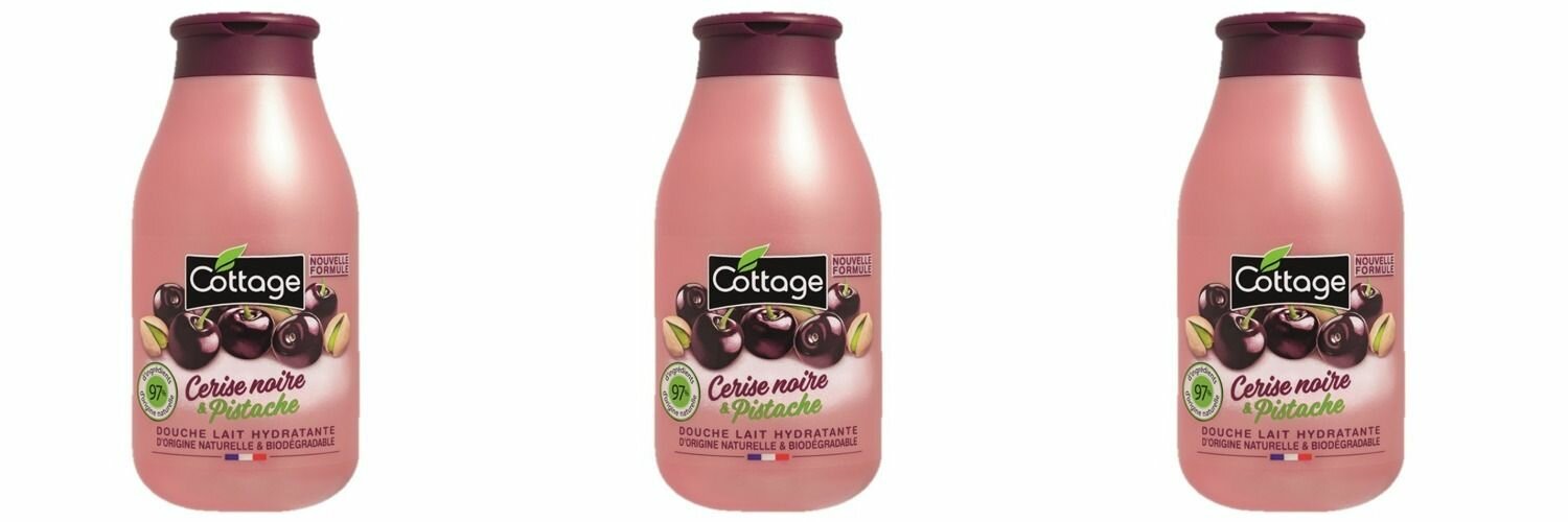 Cottage Молочко для душа увлажняющее Вишня-фисташка Cerise Noire & Pistache, 250 мл, 3 шт
