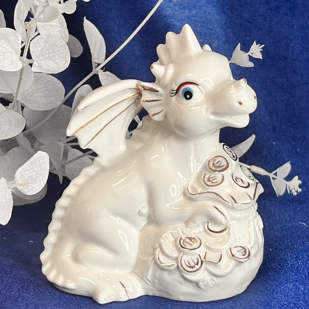 Дракон-Копилка с Мешком Денег Фарфоровый Большой