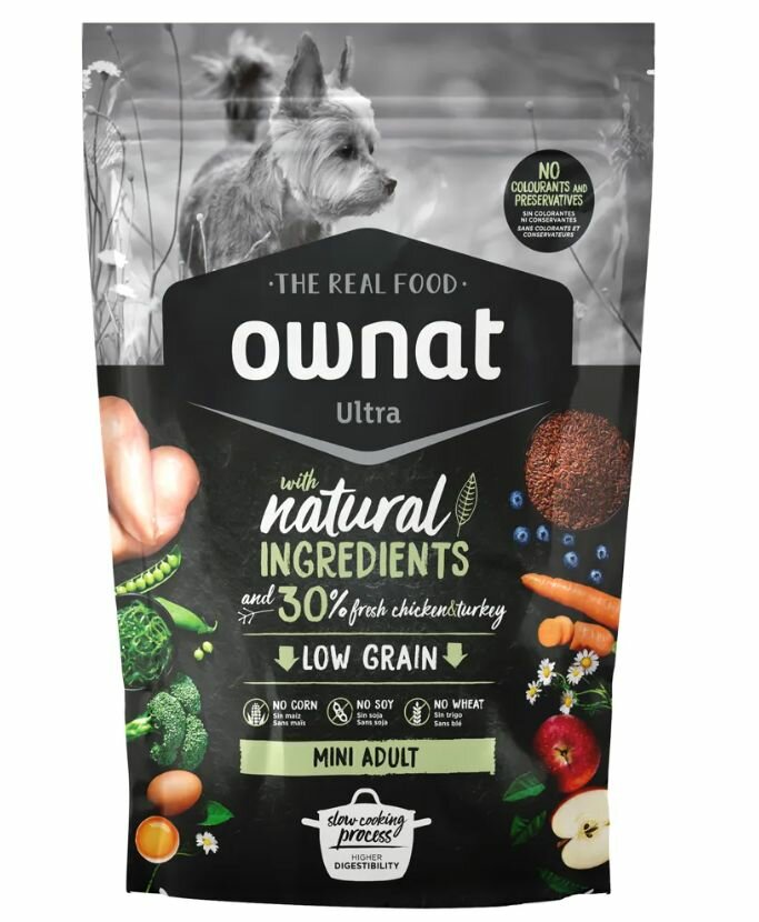 Ownat Mini Adult Ultra Сухой корм для собак мелких пород, с курицей и индейкой, 400 гр.