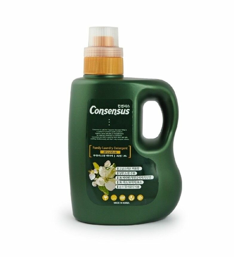 Consensus Liquid Laundry Detergent Суперконцентрированное жидкое средство для стирки (для всей семьи), аромат белого мускуса, 1,75 л