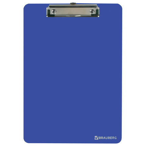 Планшет BRAUBERG SOLID A4 (315х225 мм) пластик, 2 мм, сверхпрочный с прижимом, синий, 1 шт. (BRAUBERG 226823)