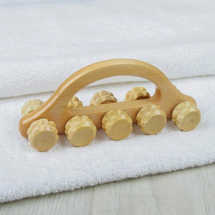 Массажёр "Гусеница", 18 x 5,5 x 8 см, 10 колёс, деревянный