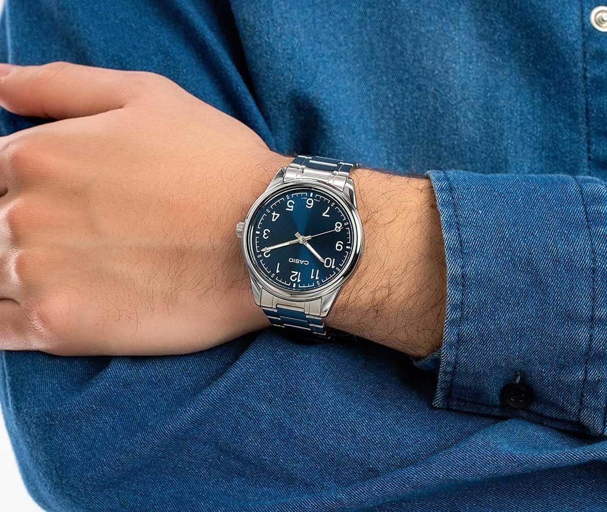 Наручные часы CASIO Collection, серебряный, серый, синий — фото 1