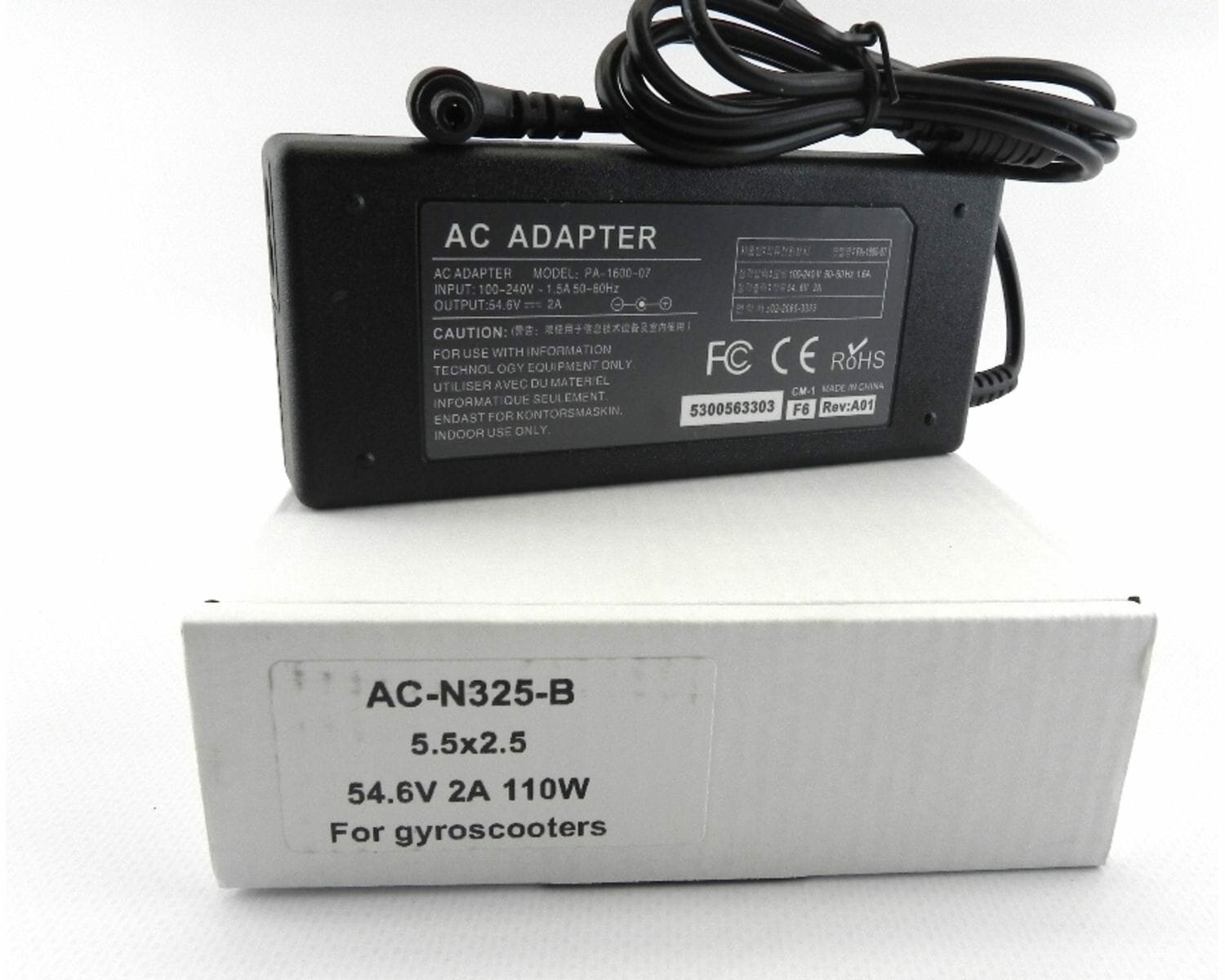 Зарядное устройство для гироскутеров, электросамокатов и электровелосипедов 110W 54.6V 2A 5.5*2.5 с кабелем питания