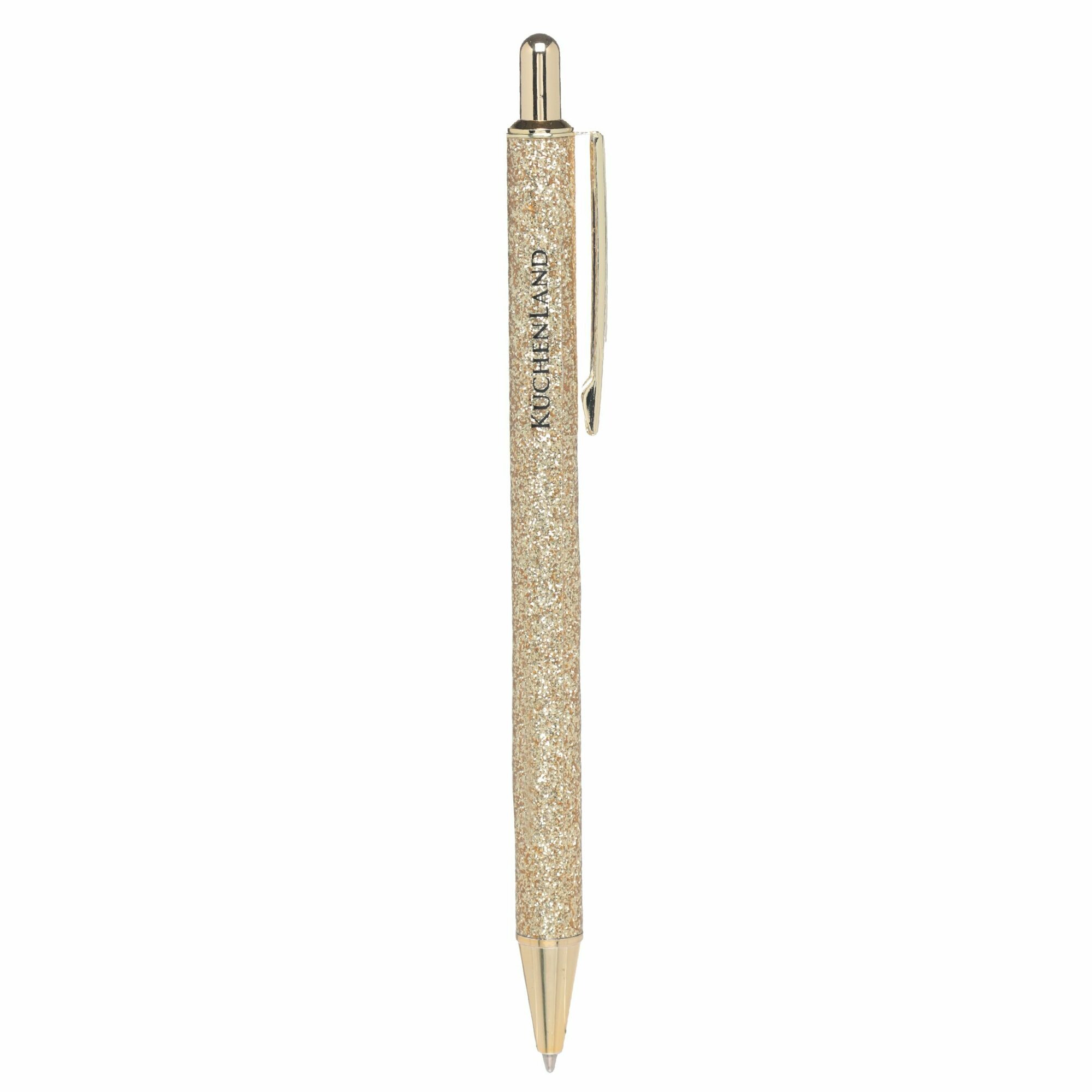 (W)Ручка шариковая, 14 см, сталь, золотистая, с блестками, Draw sparkle, Kuchenland