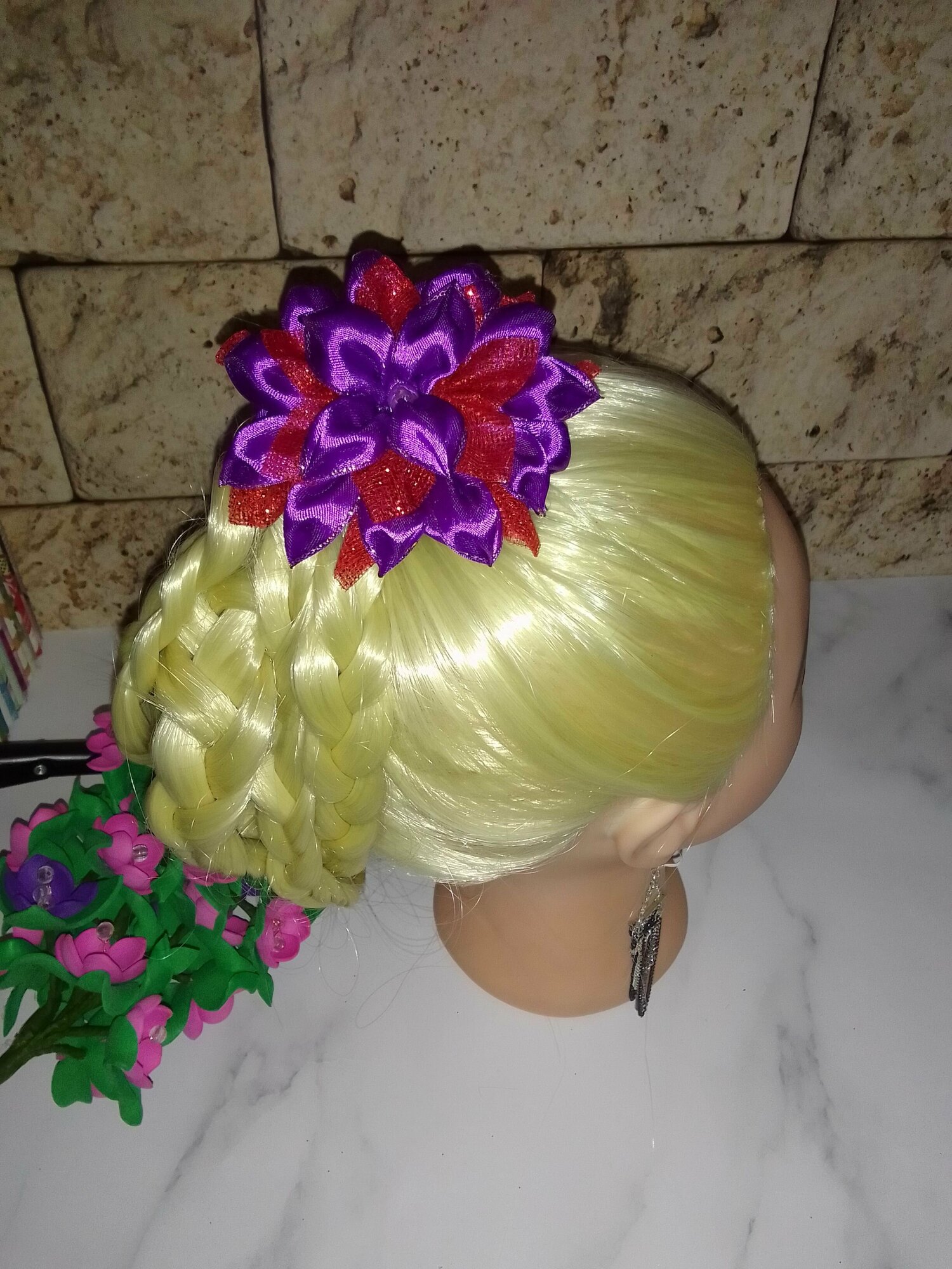 Бант-резинка "Звездочка", текстиль, для девочек, фиолетовый, 2 шт, 13 г