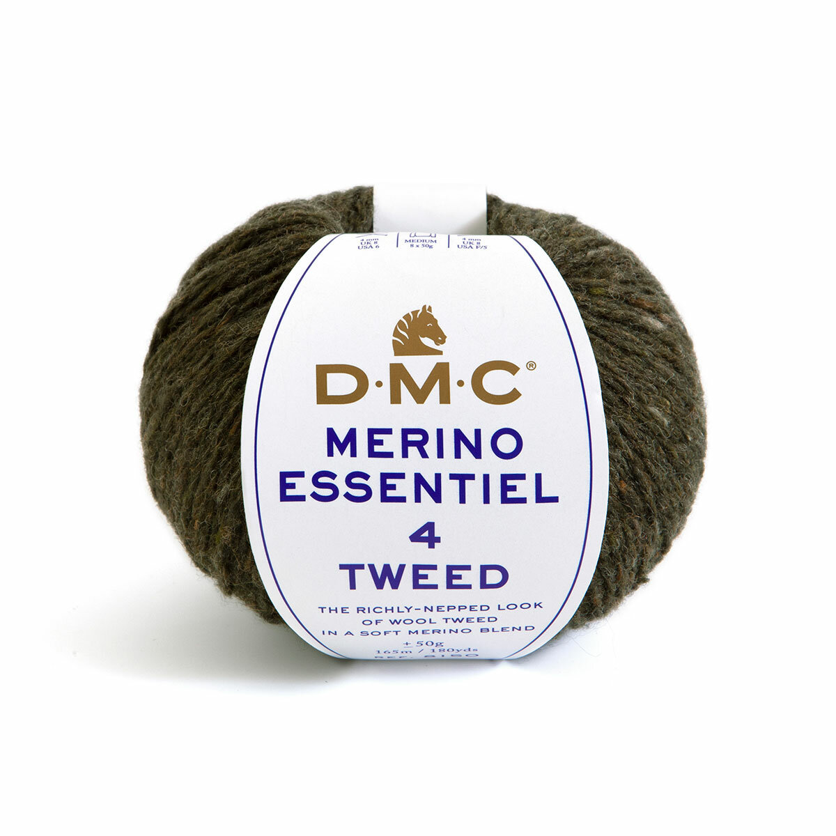 Пряжа "DMC" 8150 Merino Essentiel 4 Tweed 50% шерсть, 50% полиэстер 50 г 165 м 909 гр. зеленый