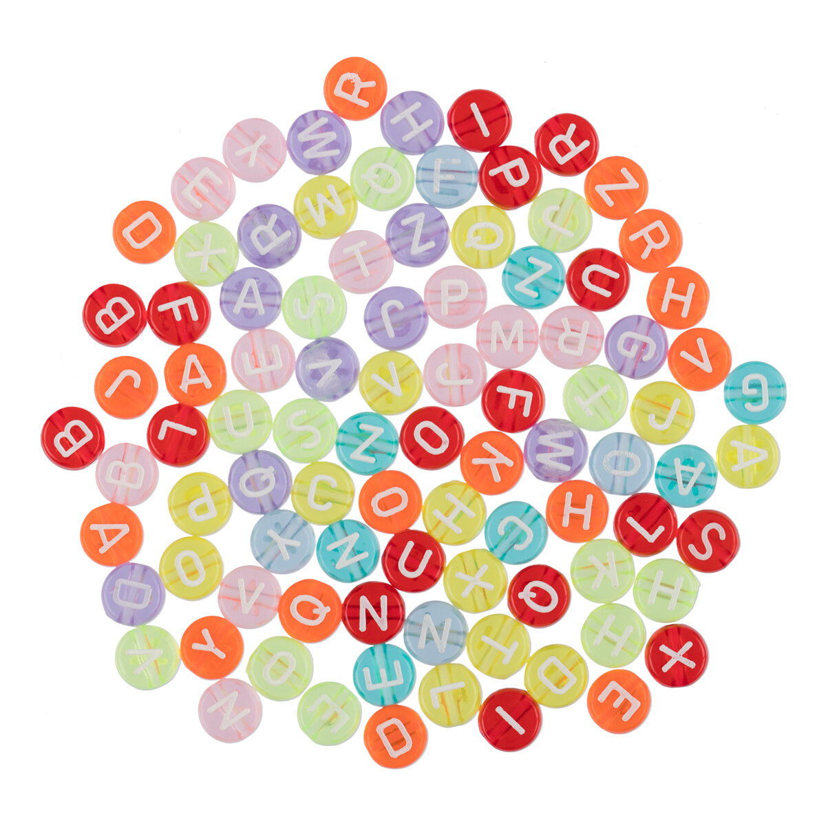 Бусины "Hobbius" пластик ABFD 4 х 7 мм 100 шт №02 цветные/прозрачные "английский алфавит"