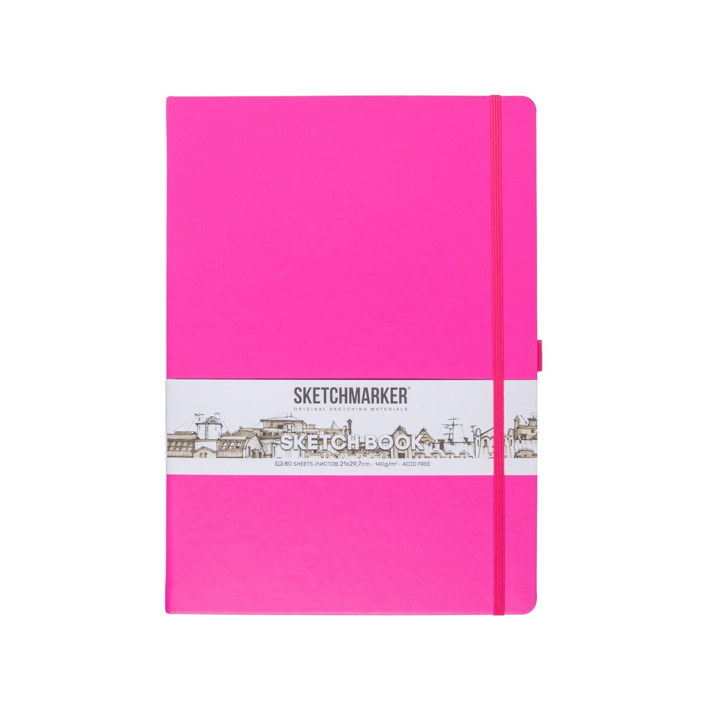 Скетчбук для графики SKETCHMARKER 140г/кв. м (А4) 210х297мм 80л. фуксия