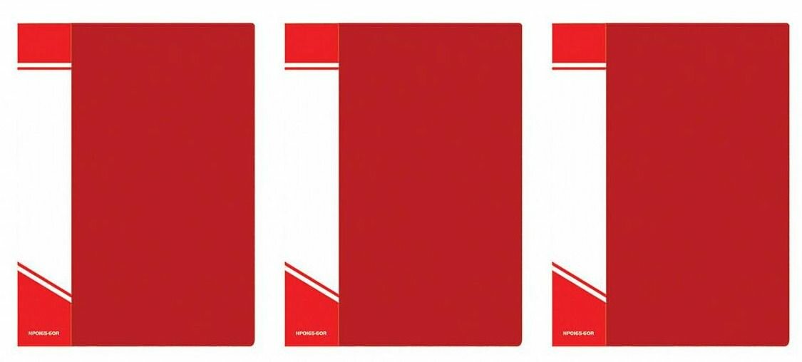 InФормат Папка с прозрачными вкладышами Красная, А4, 60 файлов, 3 шт