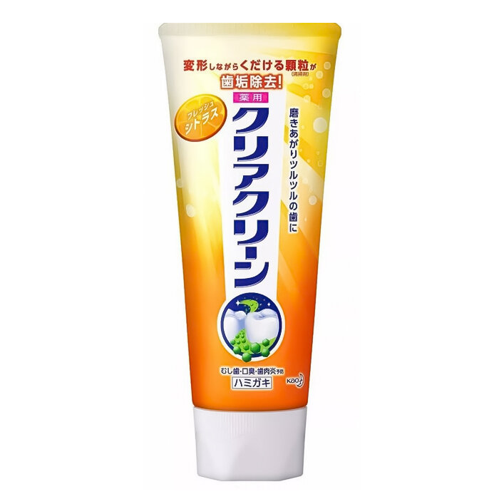 Освежающая зубная паста с фтором для профилактики кариеса и гингивита КAO "Clear Clean" цитрус, 120 г.