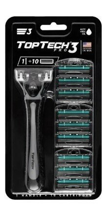 Бритвенный станок TopTech "Pro 3", мужской, 10 сменных кассет, совместимы с Gillette Blue 3 (RMP3-010)