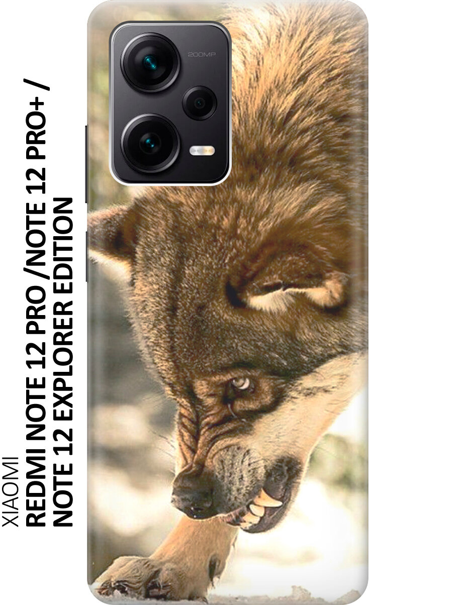 Силиконовый чехол Лютый волк на Xiaomi Redmi Note 12 Pro / Note 12 Pro+ / Note 12 Explorer Edition