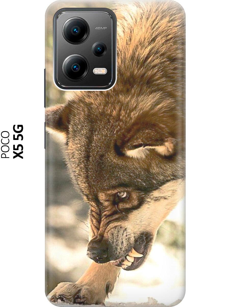 Силиконовый чехол Лютый волк на Xiaomi Poco X5 5G / Сяоми Поко Х5 5Г