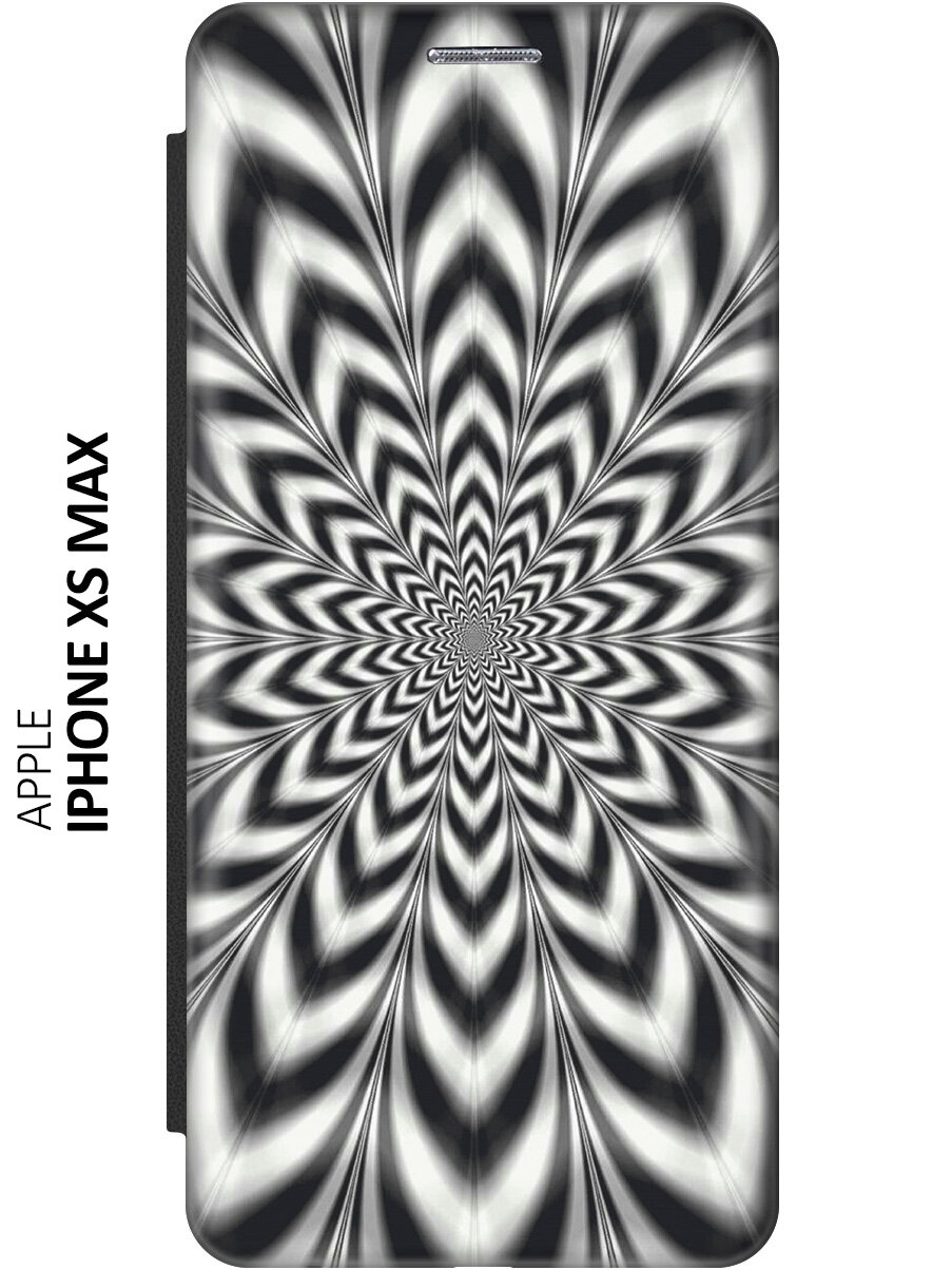 Чехол-книжка на Apple iPhone XS Max / Эпл Айфон Икс Эс Макс с рисунком "Черно-белая иллюзия" черный
