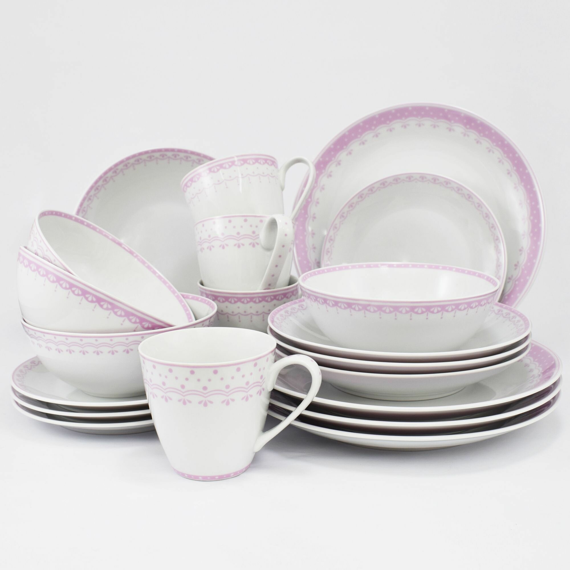 Обеденный набор Leander "Хьюджилайн-розовый" 20 предметов на 4 персоны