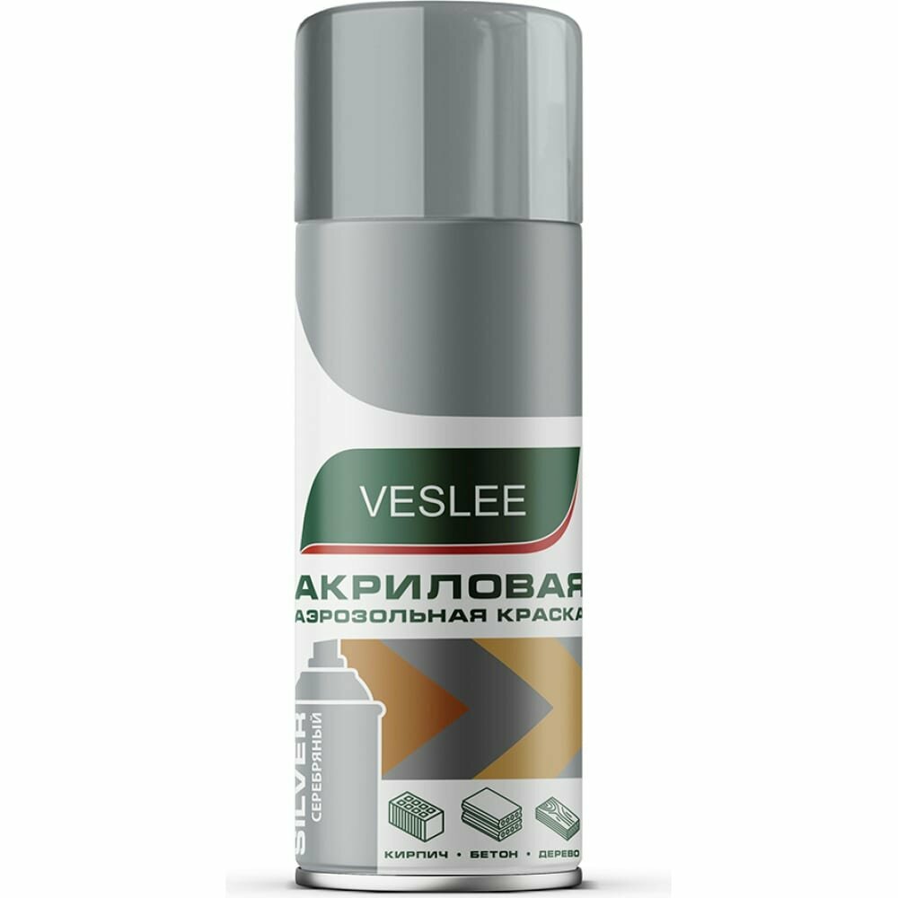 Акриловая аэрозольная краска Veslee серебряный, металлик VISL