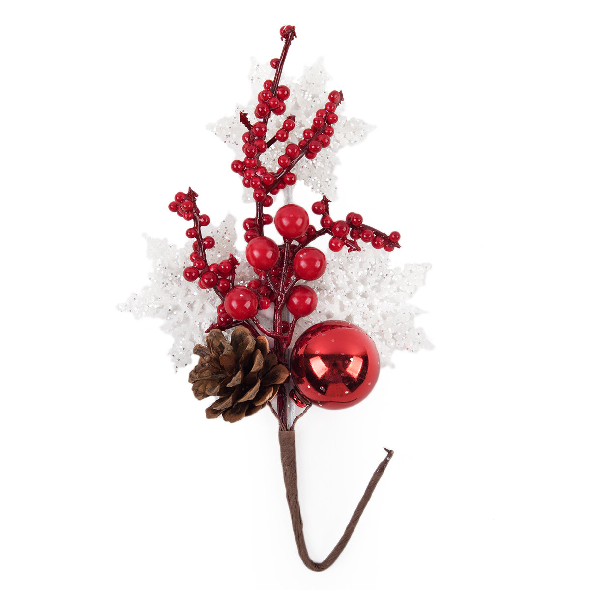 Blumentag VDD-122-NI77 Веточка декоративная с шишкой и ягодами, 29 см, 1 шт, для дома