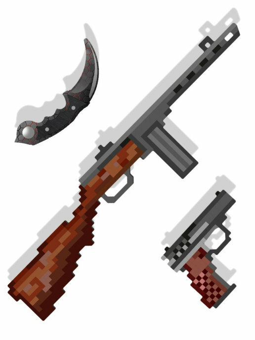 Игрушечное оружие Woodcarver «набор-3 ППШ, ПМ и керамбит»