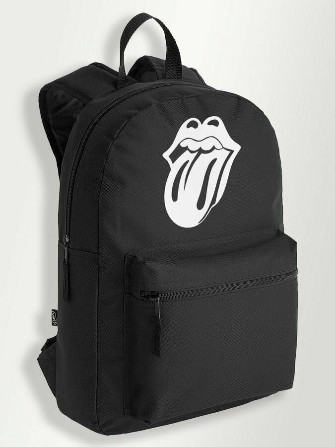 Черный школьный рюкзак с принтом minimal-trend rock - 158