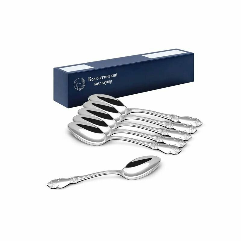 Кольчугинский мельхиор Набор десертных ложек "Серебряная роза" посеребрение 6 пр. (КМ7900601)