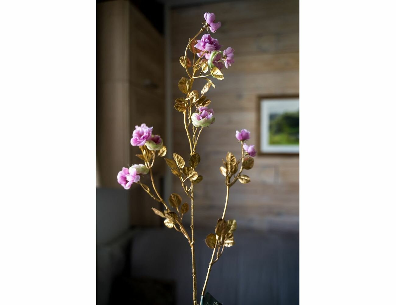 Декоративная ветка, розовая с золотым, 87 см, Kaemingk (Decoris)