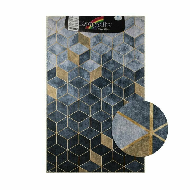 Коврик санакс дизайнерский серые кубы одинарный 550 х 900 мм, / велюр / код: 00841