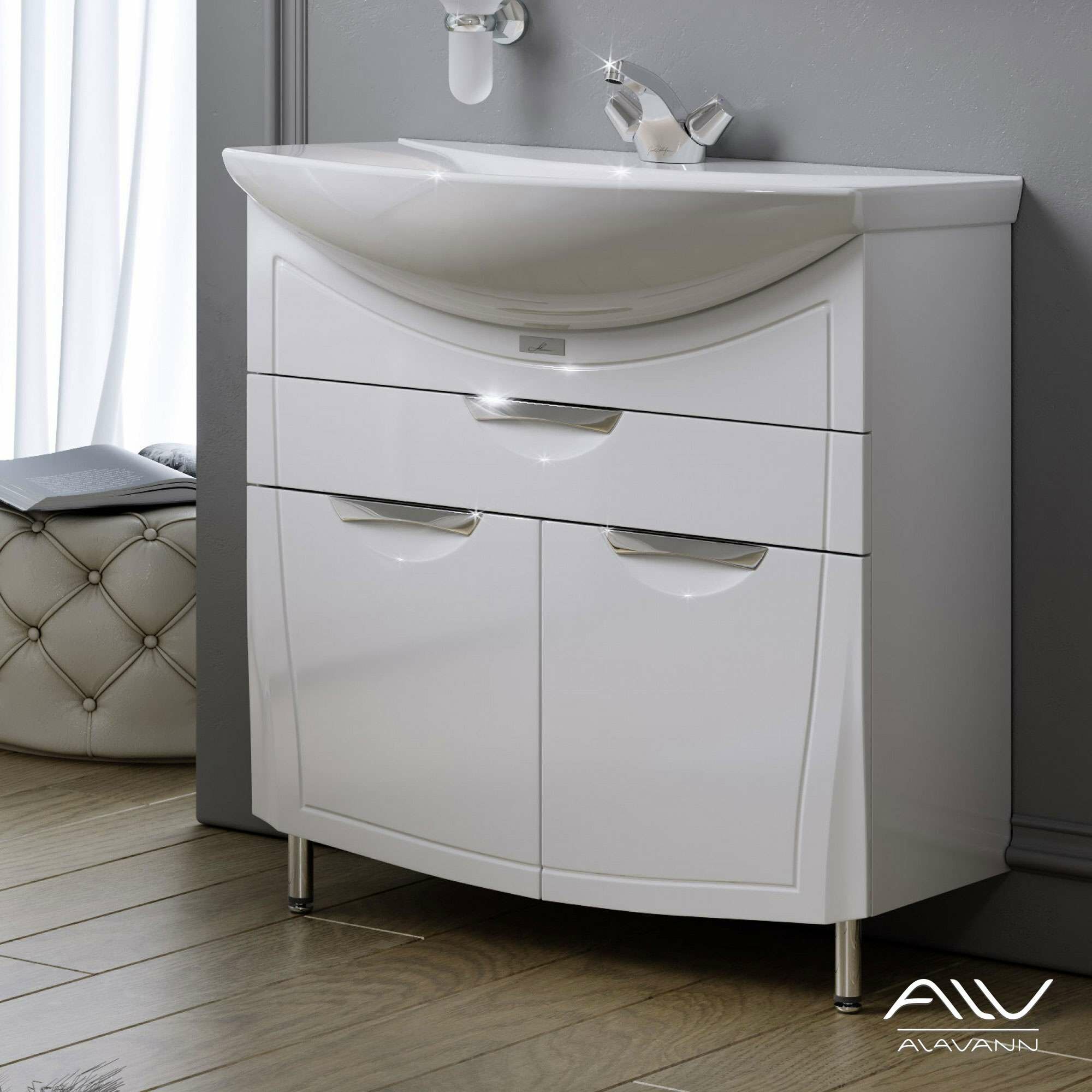 Тумба с раковиной Alavann Monaco 80 белая