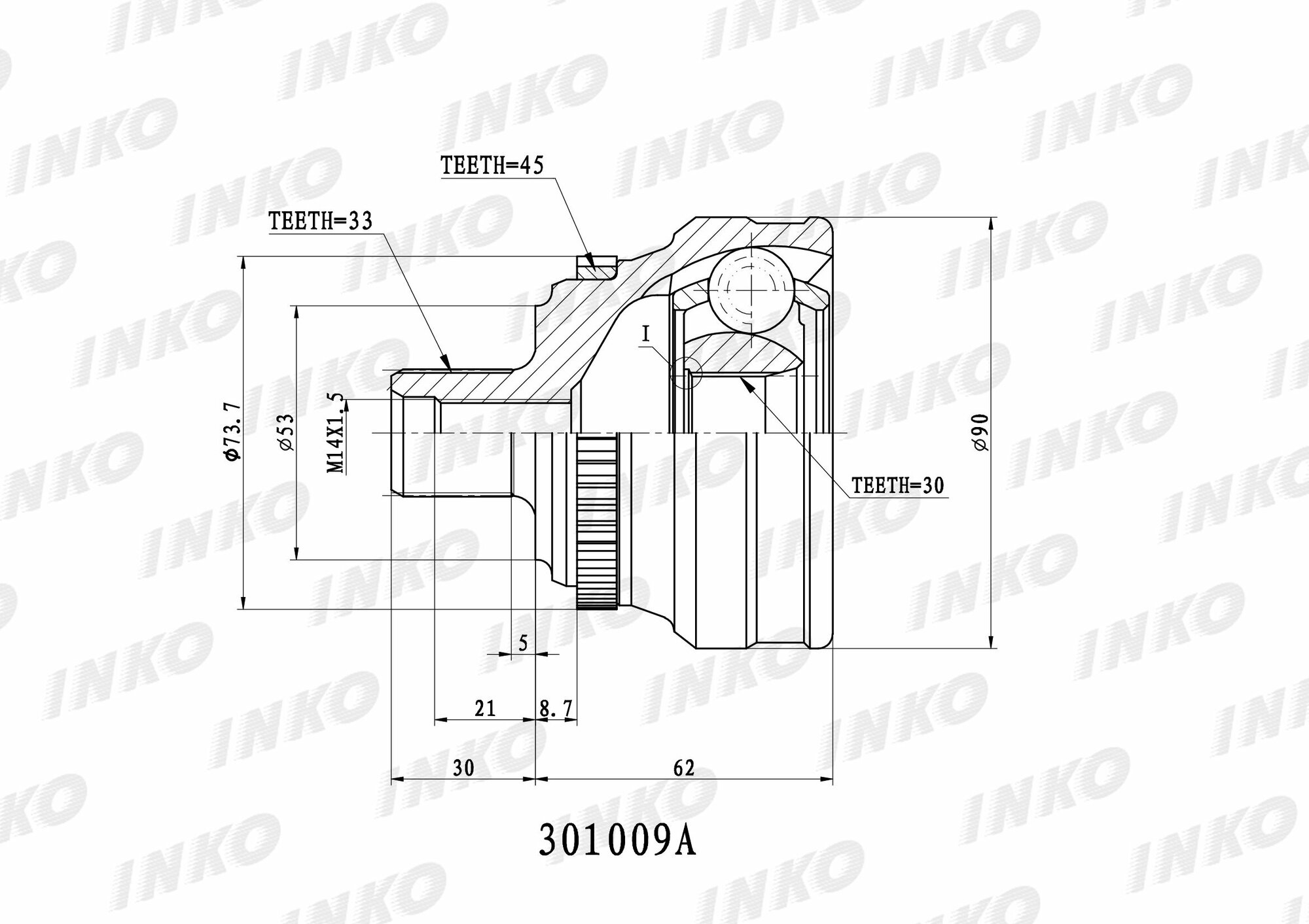 ШРУС внешний 33 30 ABS 45 перед прав лев INKO 301009A
