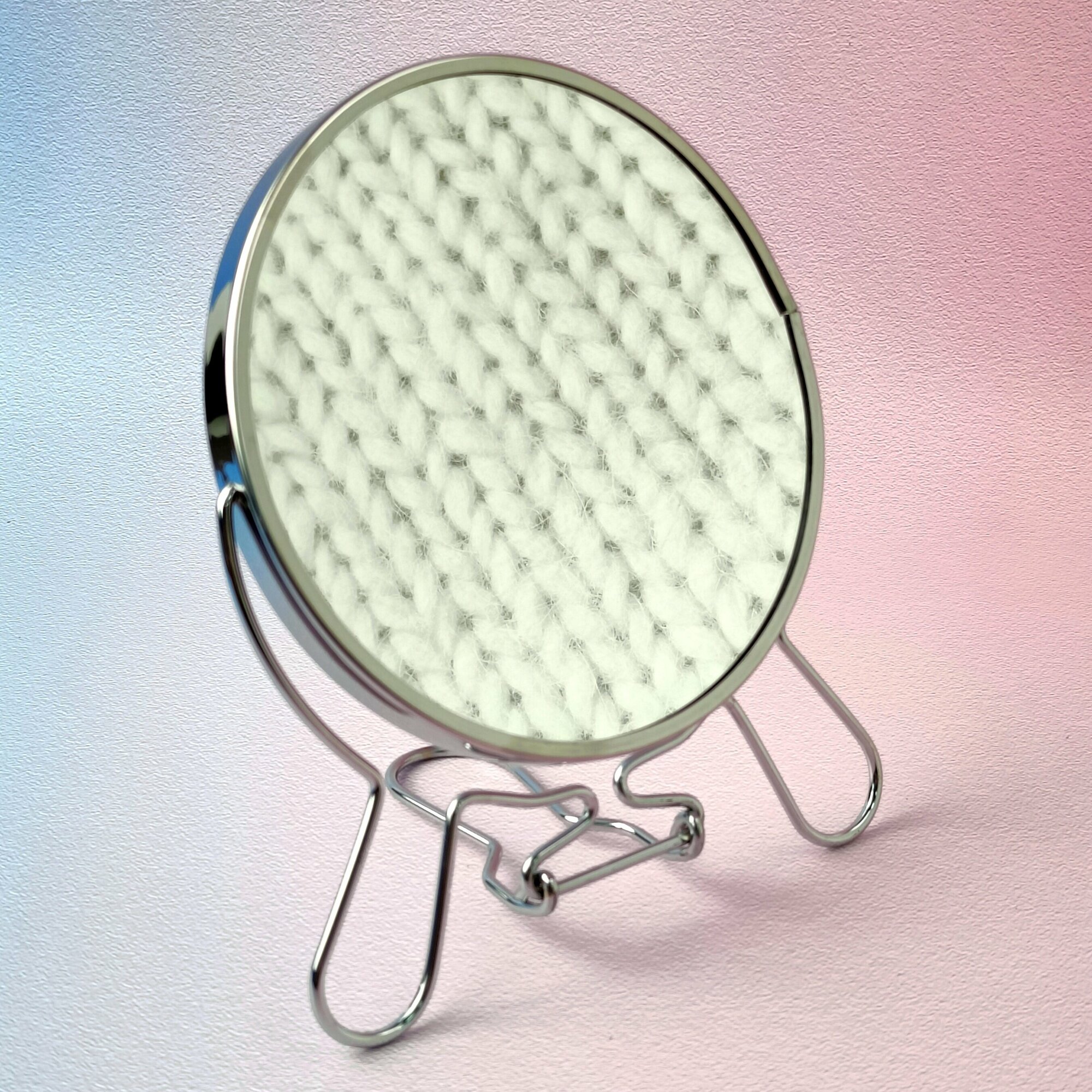 Зеркало настольное металл 2ст 11,8см Т126