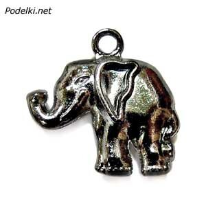 Фурнитура для бижутерии Подвеска Слон 0004842 цвет темное серебро 21x20 мм, цена за 2 шт.
