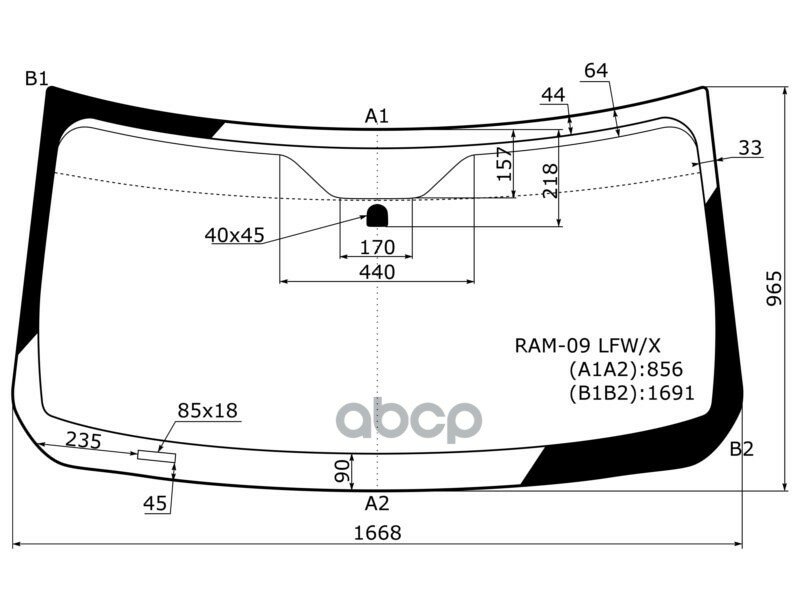 Стекло лобовое Dodge Ram 08-12 XYG арт. RAM-09 LFW/X