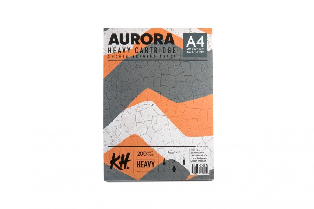 Aurora Альбом-склейка плотной бумаги для рисования Aurora А4 20 л 200 г/м², устойчива к истиранию