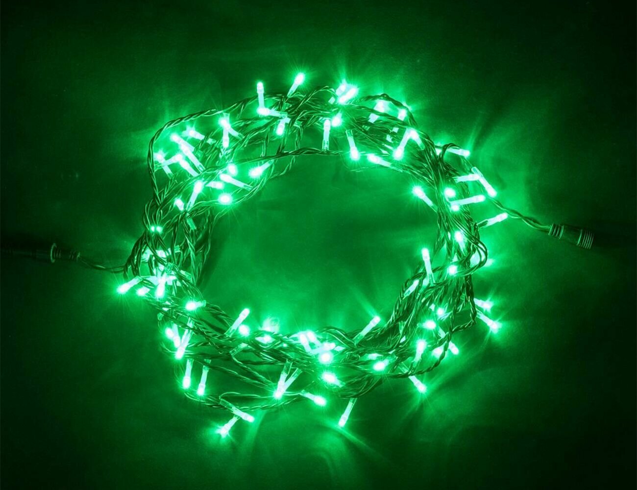 Светодиодная гирлянда 24V 100 зеленых LED ламп 10 м, черный ПВХ, соединяемая, IP44, BEAUTY LED