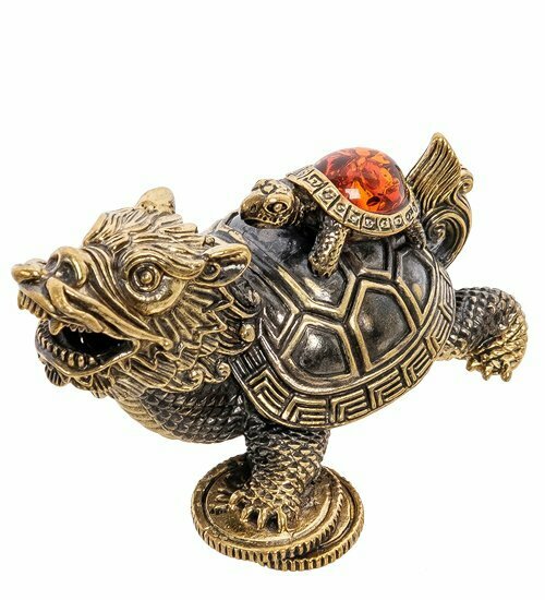 Фигурка Черепаха Драконовая (латунь, янтарь) AM-2206 113-706541