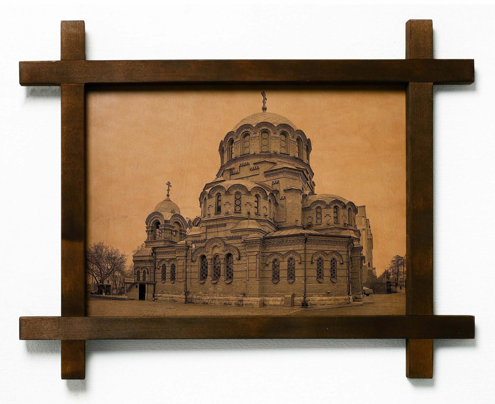 Картина интерьерная из кожи "Собор во имя Александра Невского", BoomGift