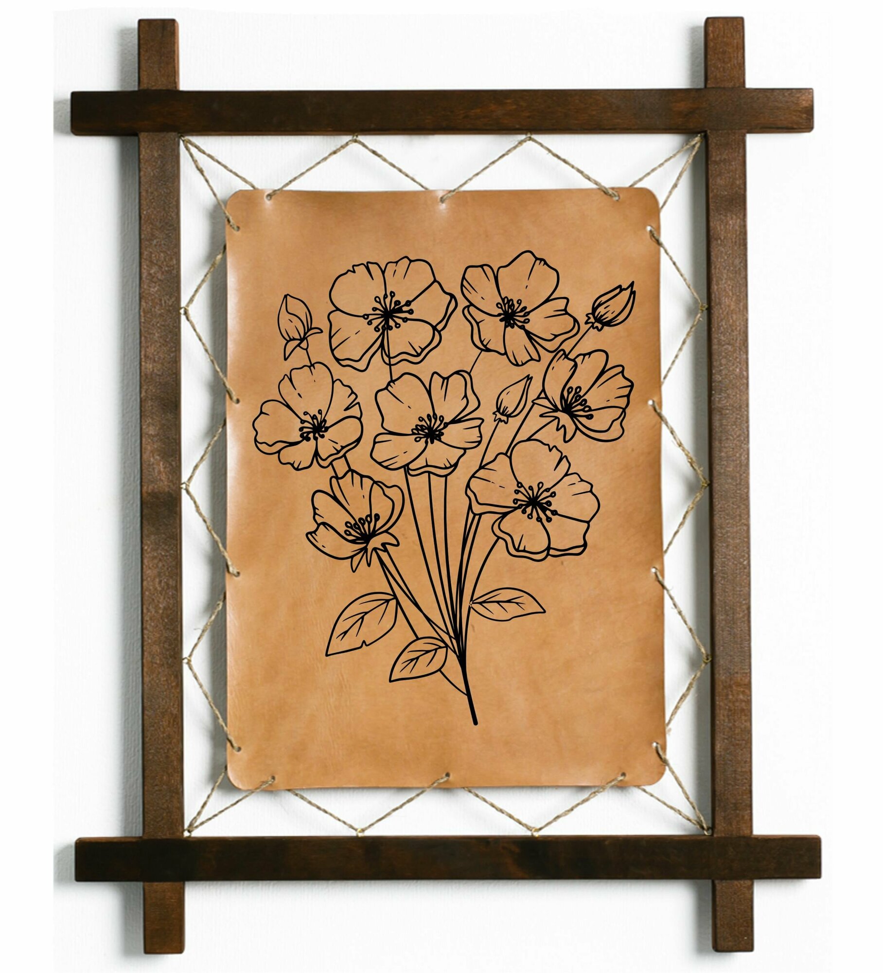 Картина интерьерная из кожи "Мак", BoomGift