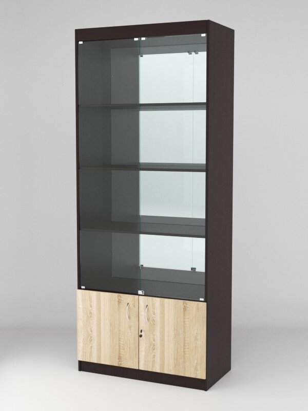 Витрина для бутылок "афродита" №1-3 (закрытая, задняя стенка - зеркало), Дуб Венге-Дуб Сонома