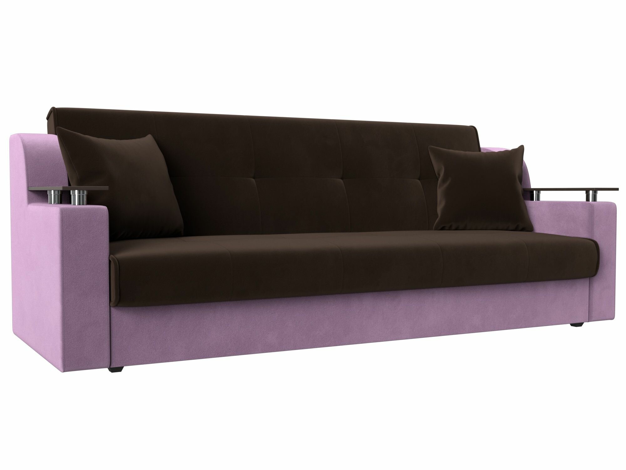 Диван-книжка Сенатор, микровельвет, механизм книжка, коричневый, 208x80x87см. Хит Диванов