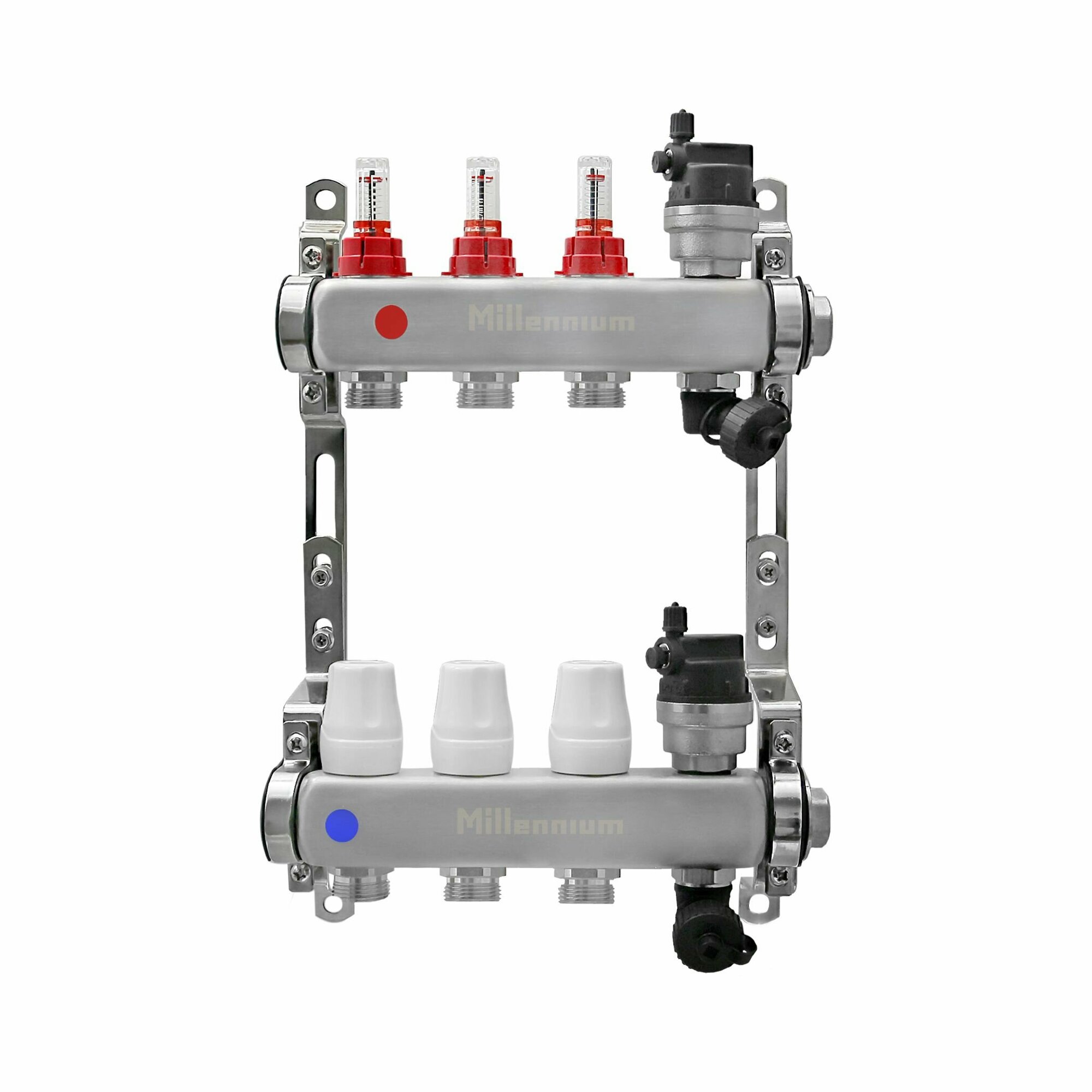 Коллекторная группа Millennium KGBT1103 1", 3 выхода 3/4" нержавеющая сталь (с расходомерами)