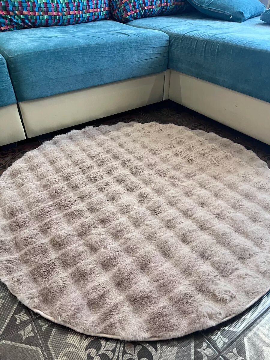 Круглый коврик Natali's Carpets, хлопковый, бежевый, 100x100см