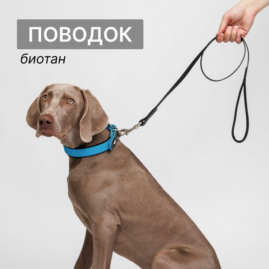 Поводок из биотана с неопреном для собак, 2х120 см, черный