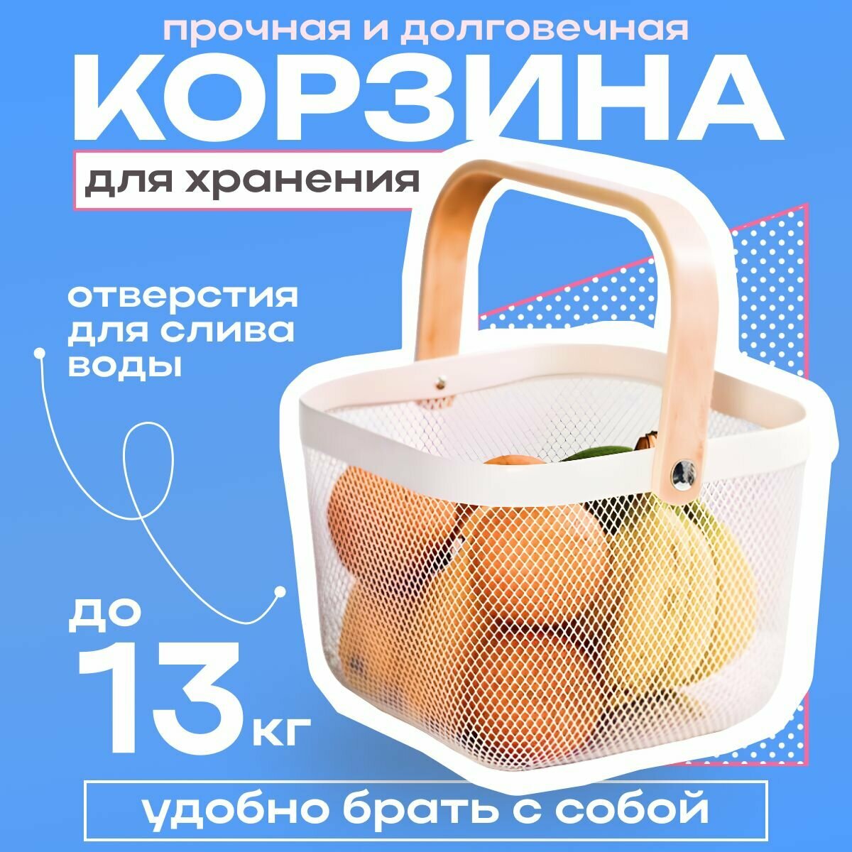 Корзина для хранения, универсальная. На кухню, в ванную, в детскую. Под мелочь