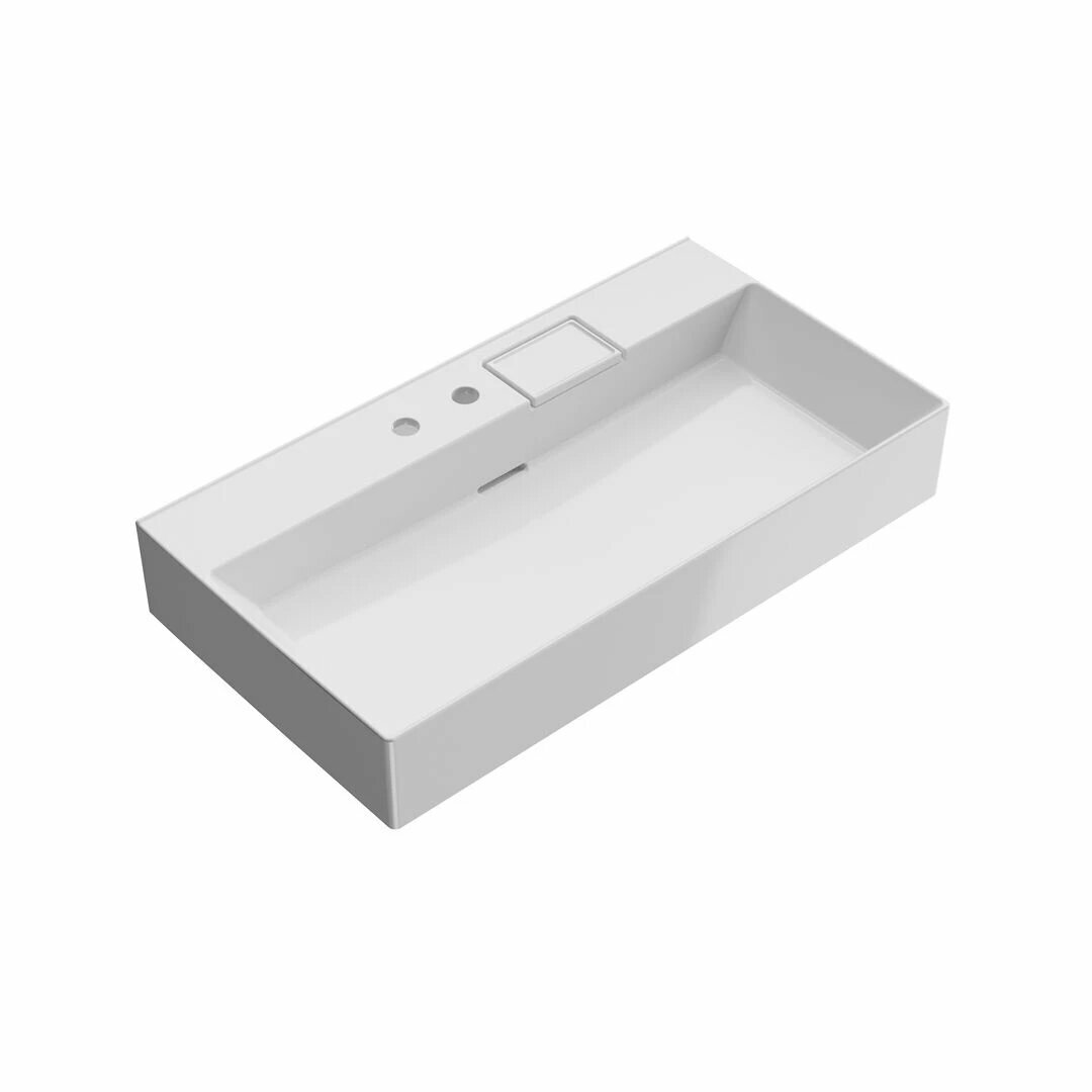 Kerama Marazzi раковина logica мебельная подвесная 90 48 14, 5см с 2 отв. под смеситель переливом белая глянцевая lo wb LO. wb.90.2