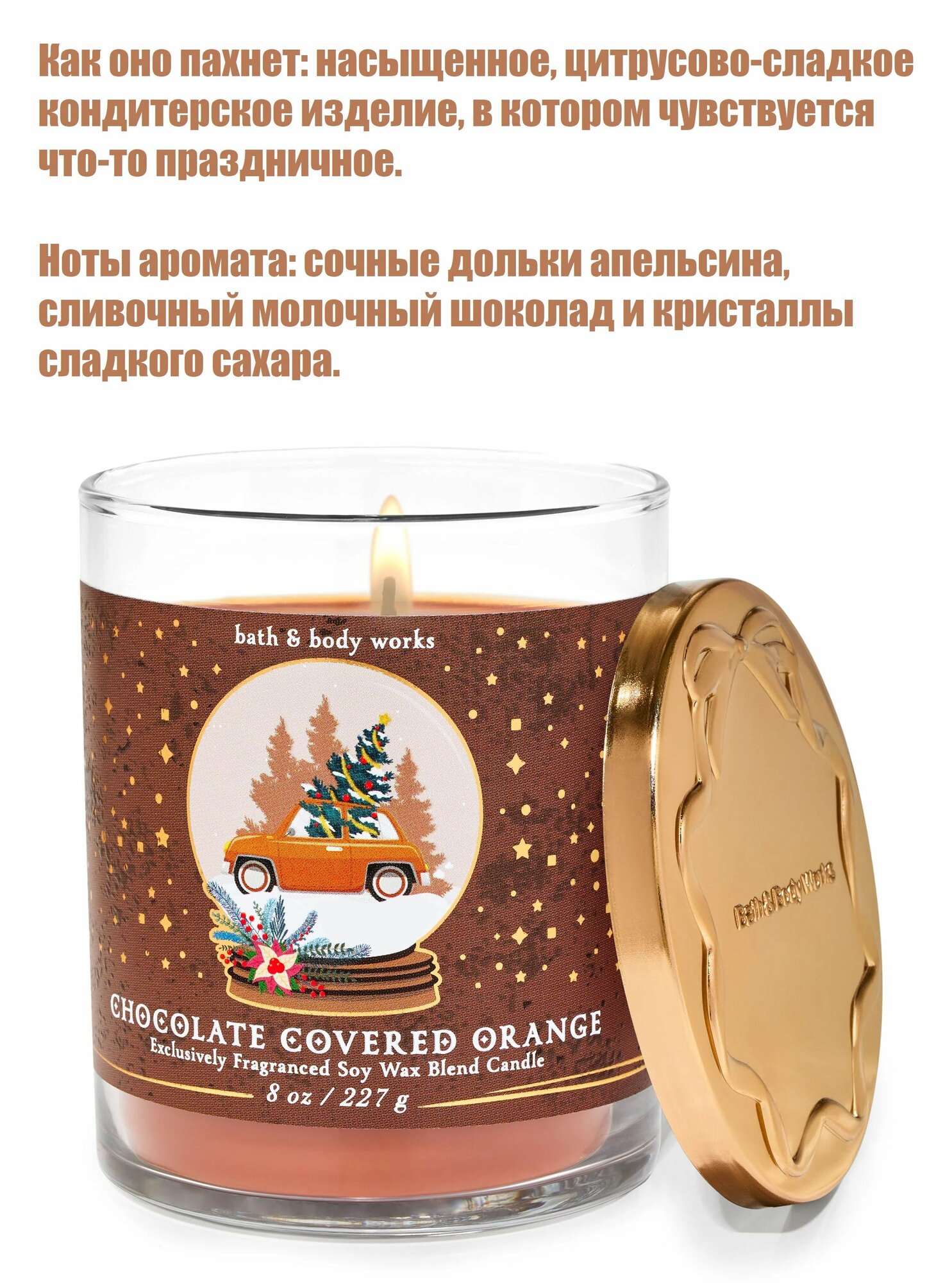 Bath And Body Works ароматическая свеча с 1 фитилем Chocolate Covered Orange (227грамм)