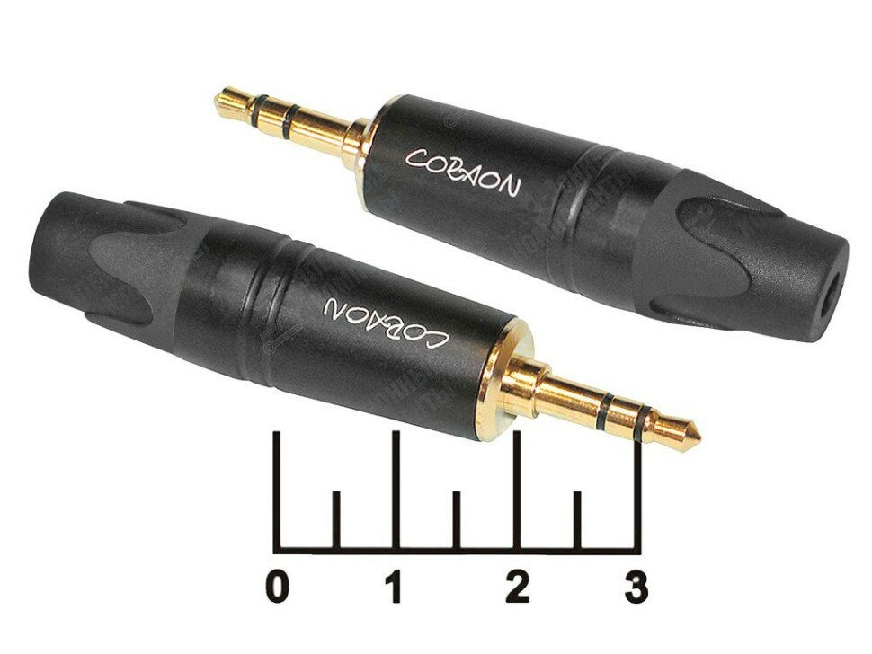 Разъем AUD 3.5 штекер стерео gold черный Coraon