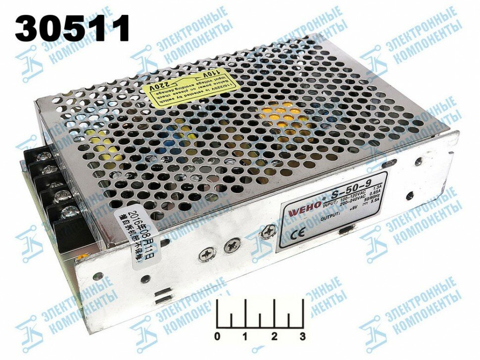 Блок питания 9V 5.5A 50W S-50-9