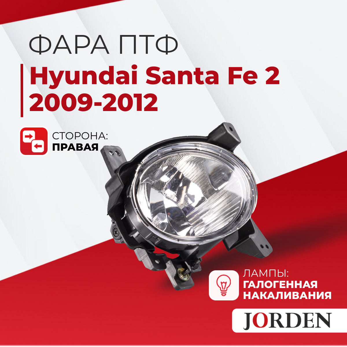 Противотуманная фара Hyundai Santa Fe 2 2009-2012 правая ПТФ, туманки авто Хендай Санта Фе галогенная передняя
